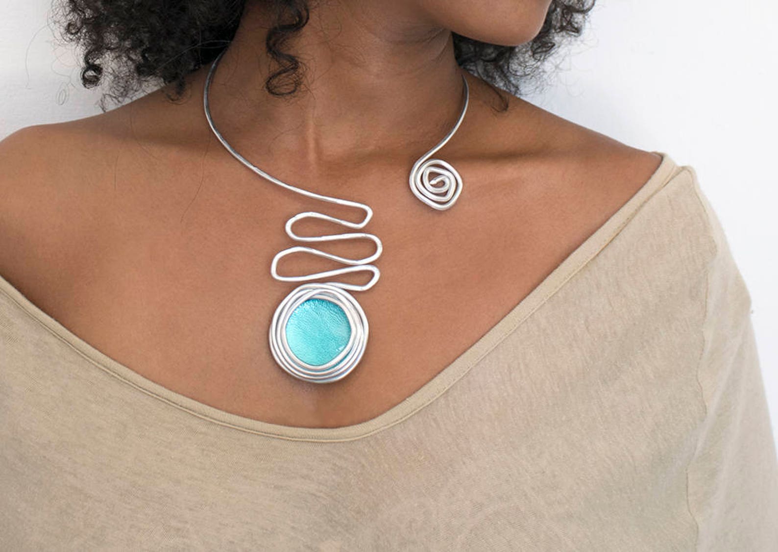 Wedding Necklace Turquoise Wrap Necklace Statement Necklace - Etsy