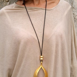 Long Pendant Necklace, Big Silver Pendant, Statement Necklace, Large ...