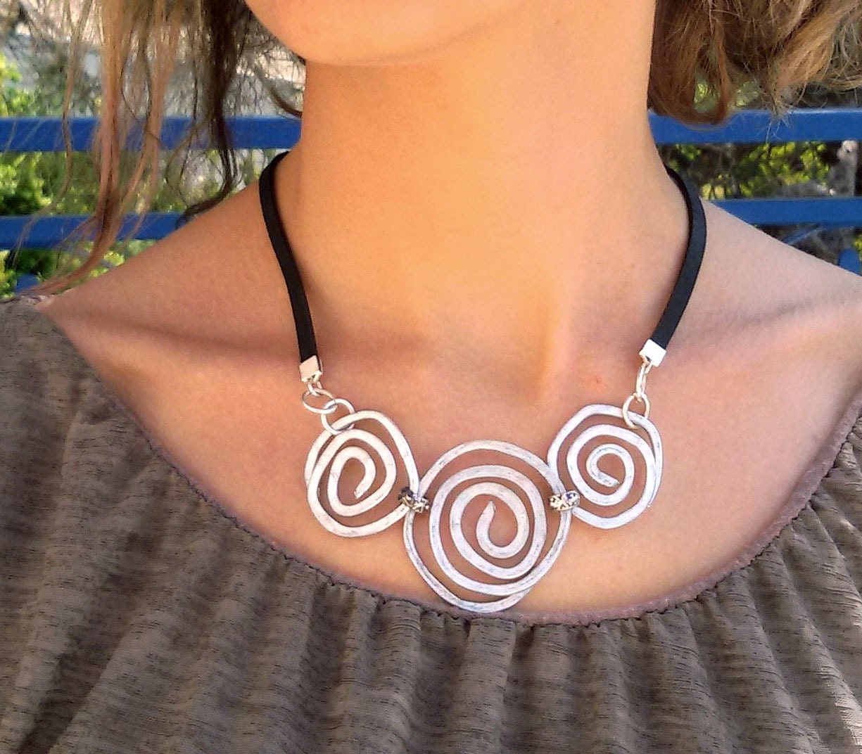 Wire Wrapped Necklace Silver Women Necklace Statement - Etsy