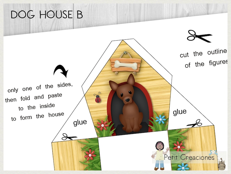 Printable Gift Box "dog House Garden“ Digital File PDF, Treat Box ...
