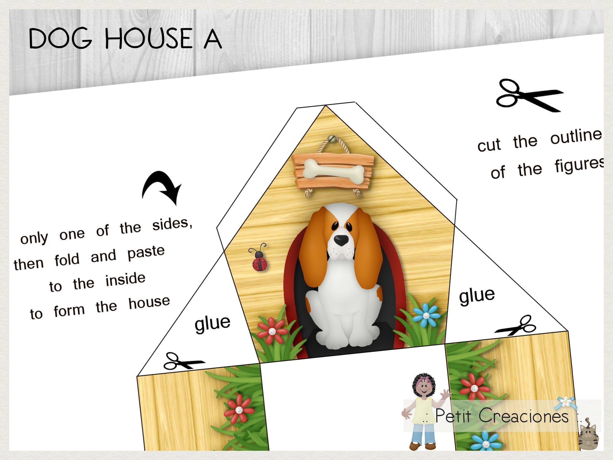 Printable Gift Box "dog House Garden“ Digital File PDF, Treat Box ...