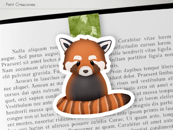 RED PANDA magnetic BOOKMARK, handmade bookmark, book accessories, ideal ...