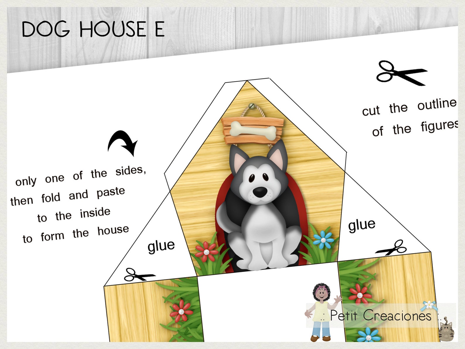 Printable Gift Box "dog House Garden“ Digital File PDF, Treat Box ...