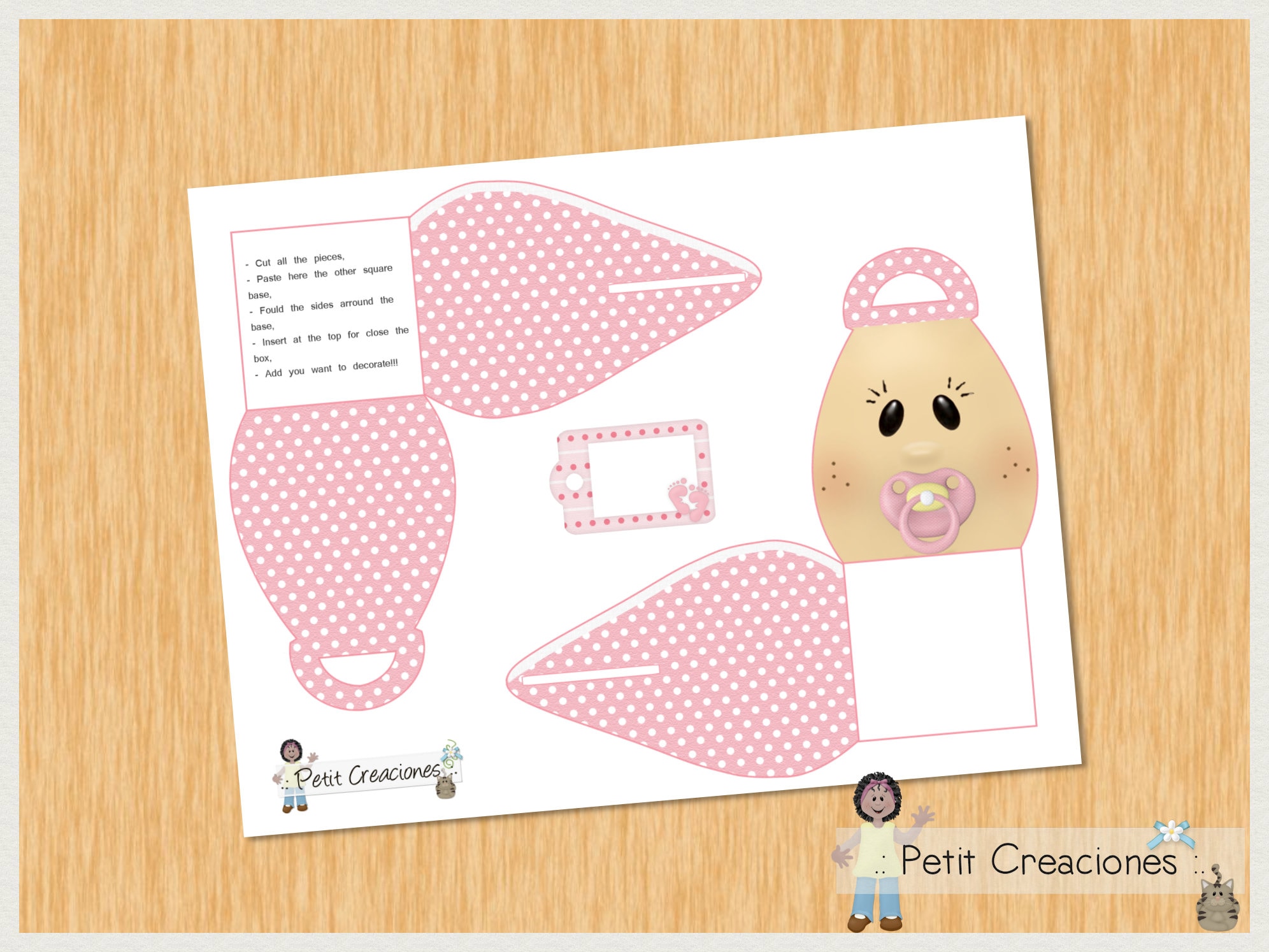 Printable Curvy Keepsake Gift Box baby Girl DIY, PDF, Treat Box, Gift ...