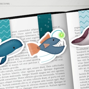 Magnetic Bookmark FISH of the Deep, WHALE, MANTA, Book Accessories ...