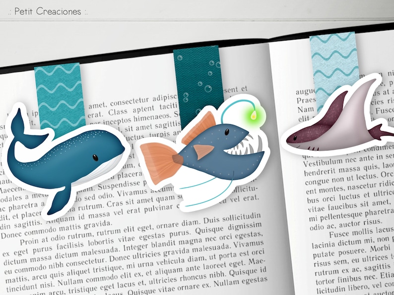 Magnetic Bookmark FISH of the Deep, WHALE, MANTA, Book Accessories ...