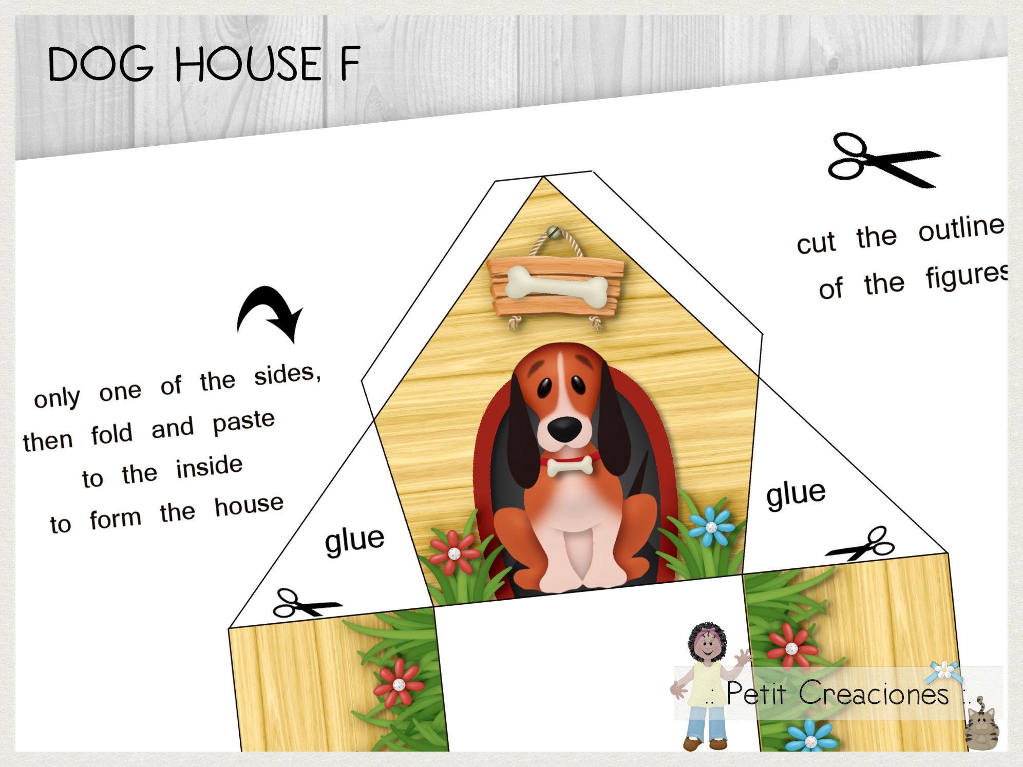 Printable Gift Box "dog House Garden“ Digital File PDF, Treat Box ...