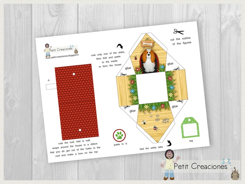 Printable Gift Box "dog House Garden“ Digital File PDF, Treat Box ...