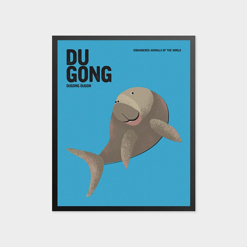 DUGONG, Manatees, Endangered Animal, Wildlife Poster, Animal ...