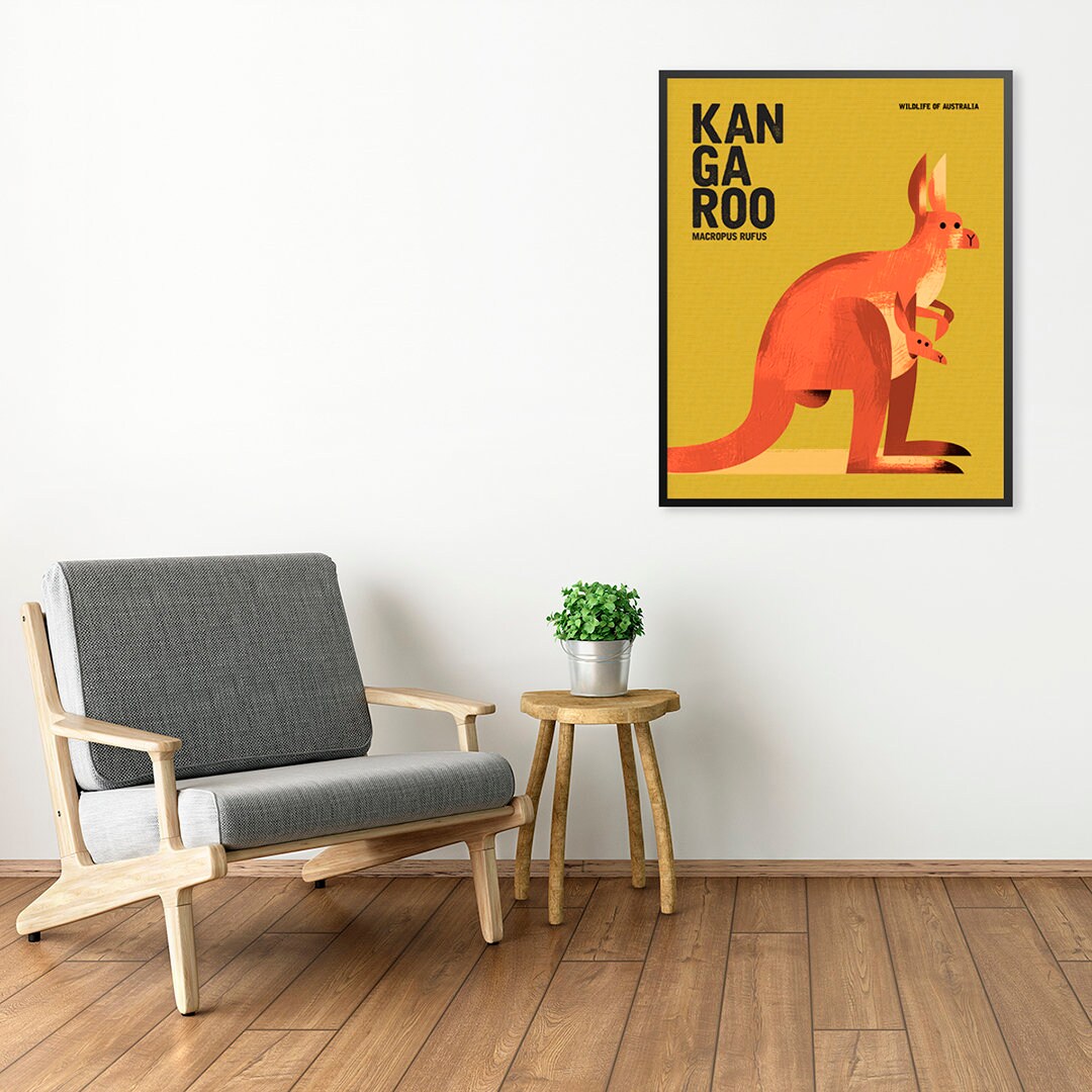 KANGAROO, Australian Native Animal, Nursery Wall Art, Red Kangaroo ...