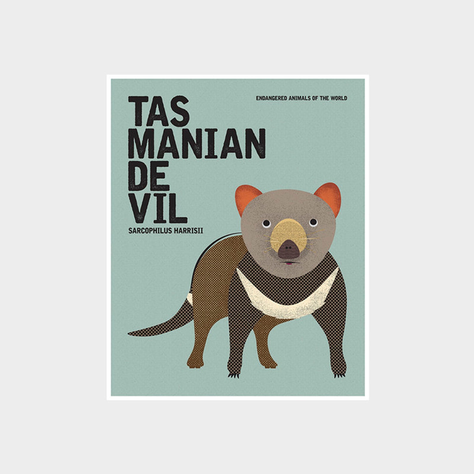 TASMANIAN DEVIL, Australian Animal Print, Endangered Animal Poster Art ...