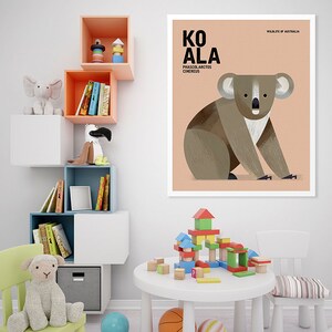 KOALA, Wildlife of Australia, Nursery Animal Wall Art Print ...