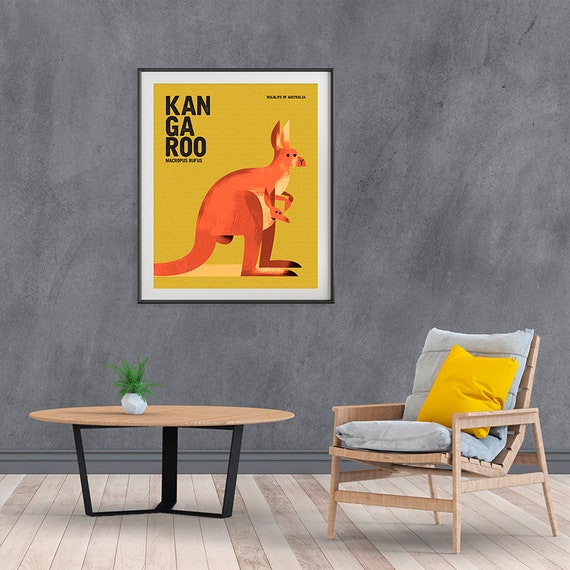 KANGAROO Australian Native Animal Nursery Wall Art Teen | Etsy