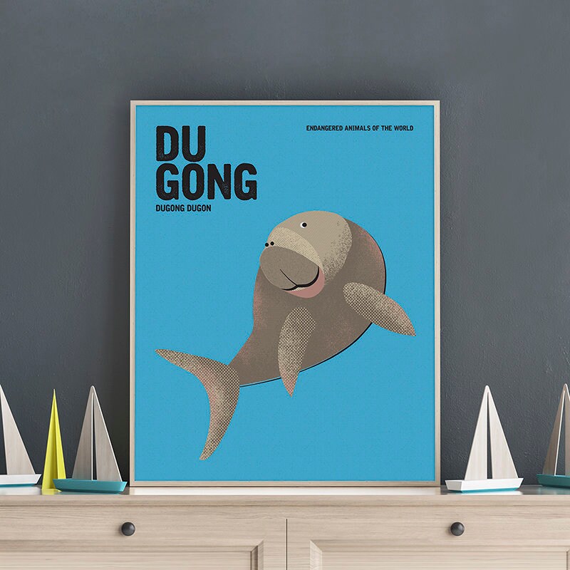 DUGONG, Manatees, Endangered Animal, Wildlife Poster, Animal ...