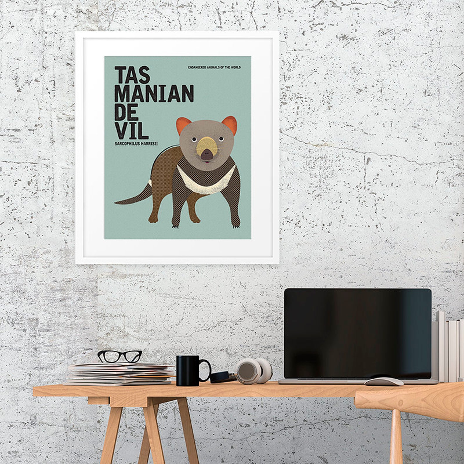 TASMANIAN DEVIL Australian Animal Print Endangered Animal - Etsy