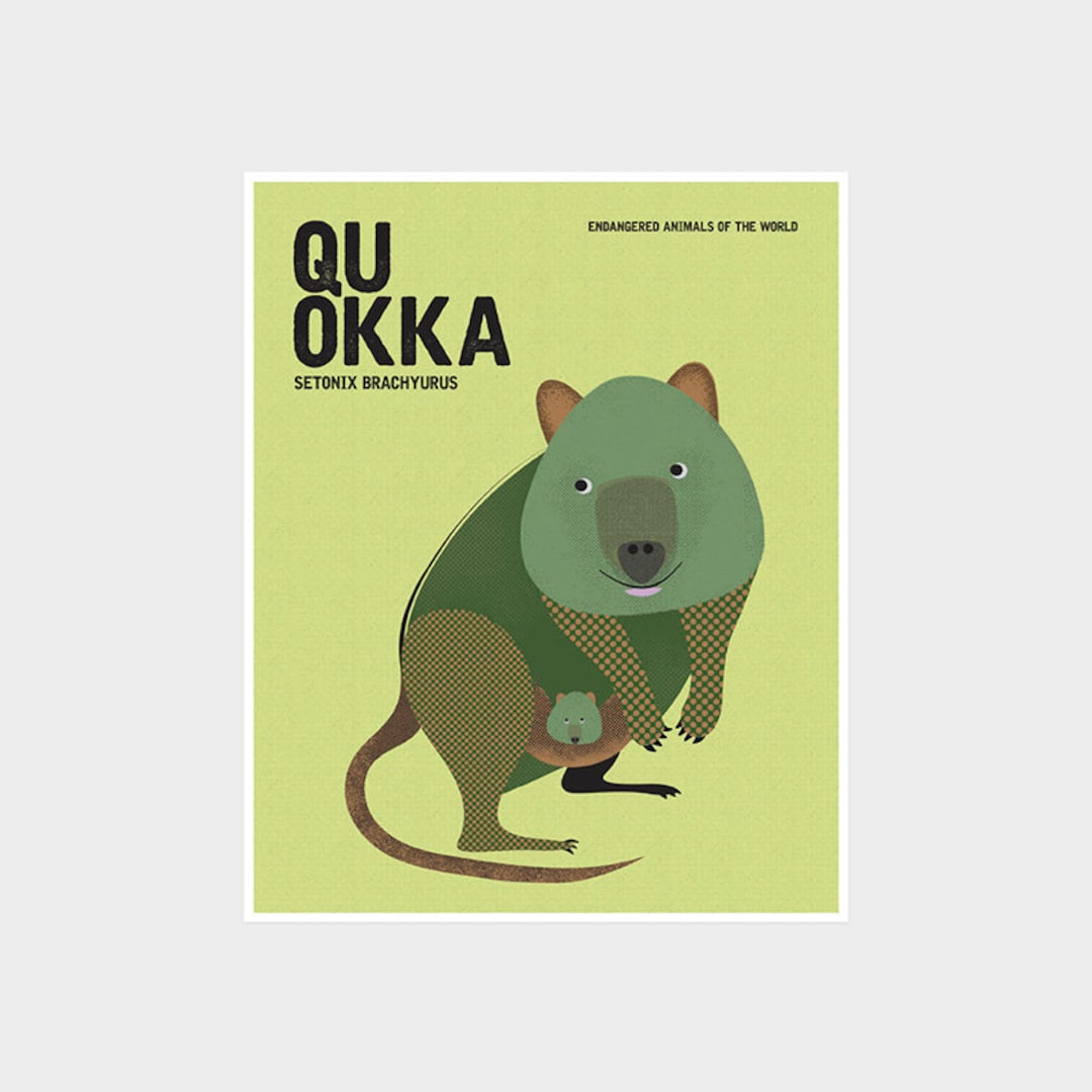 QUOKKA, Rottnest Island Wildlife Poster, Endangered Australian Animal ...