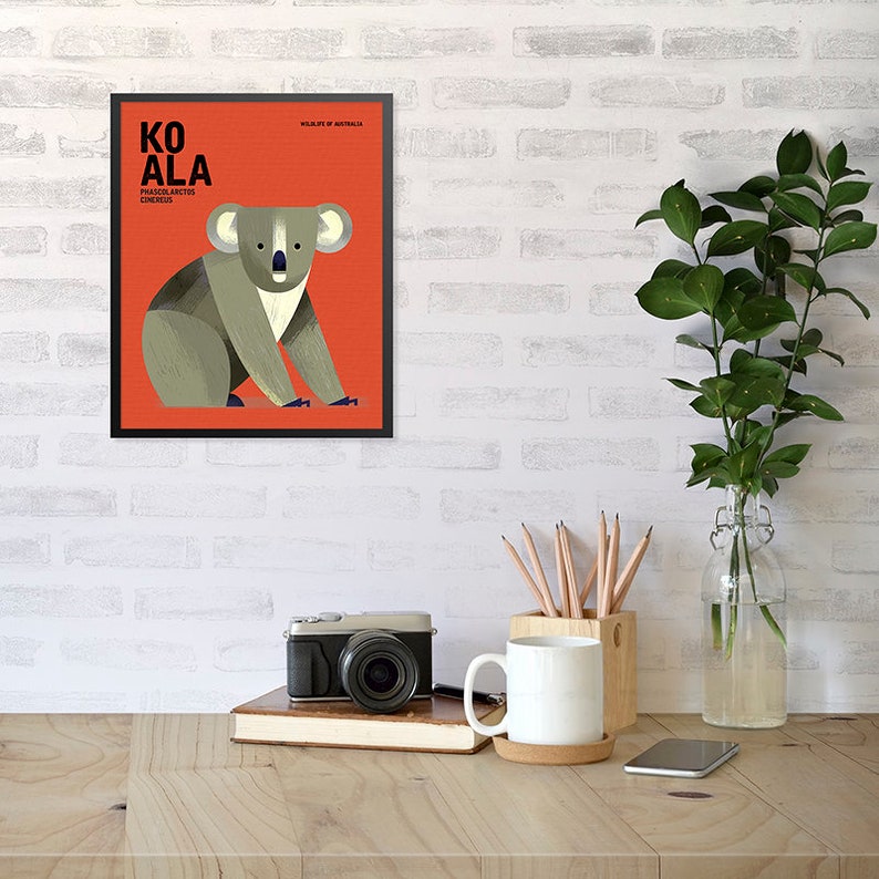KOALA, Wildlife of Australia, Australian Animals Art Print, Nursery Art ...