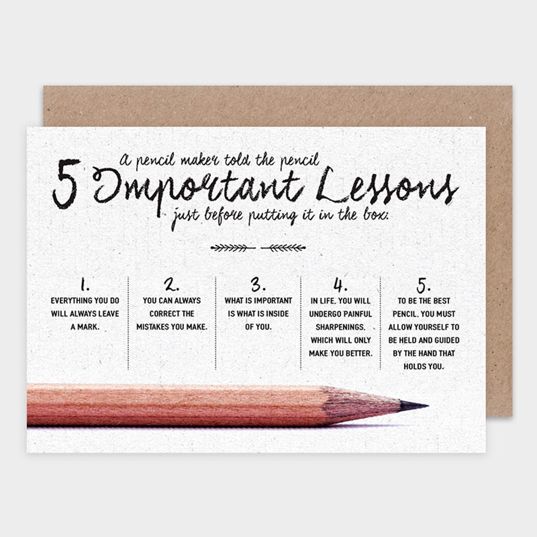 Notecard Words of Wisdom Life Lessons Postcard Blank Card, PENCIL FOR ...
