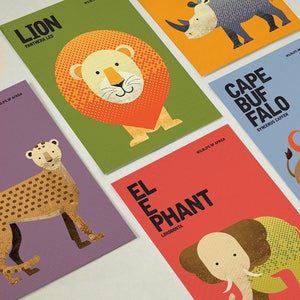 AFRICAN SAFARI Notecards, African Big 5 Animals, Elephant, Rhinoceros ...