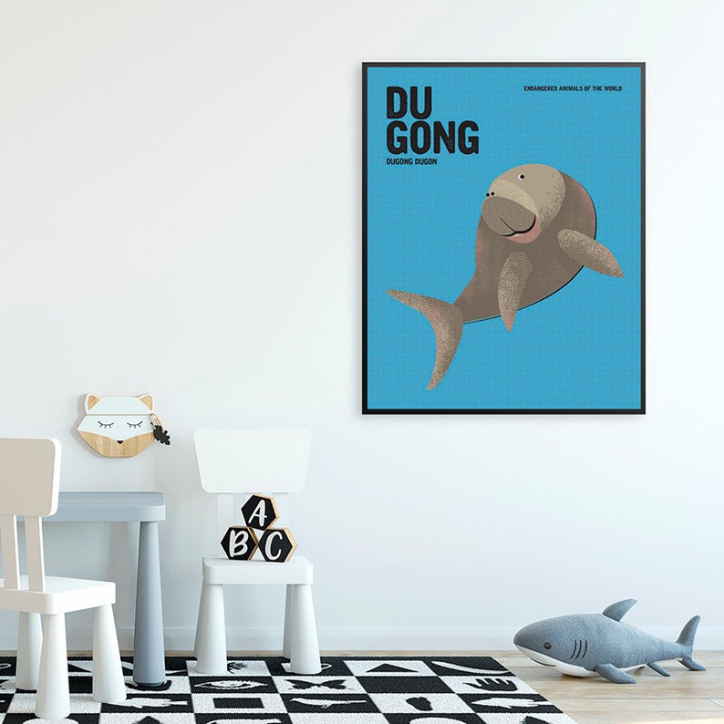 DUGONG, Manatees, Endangered Animal, Wildlife Poster, Animal ...