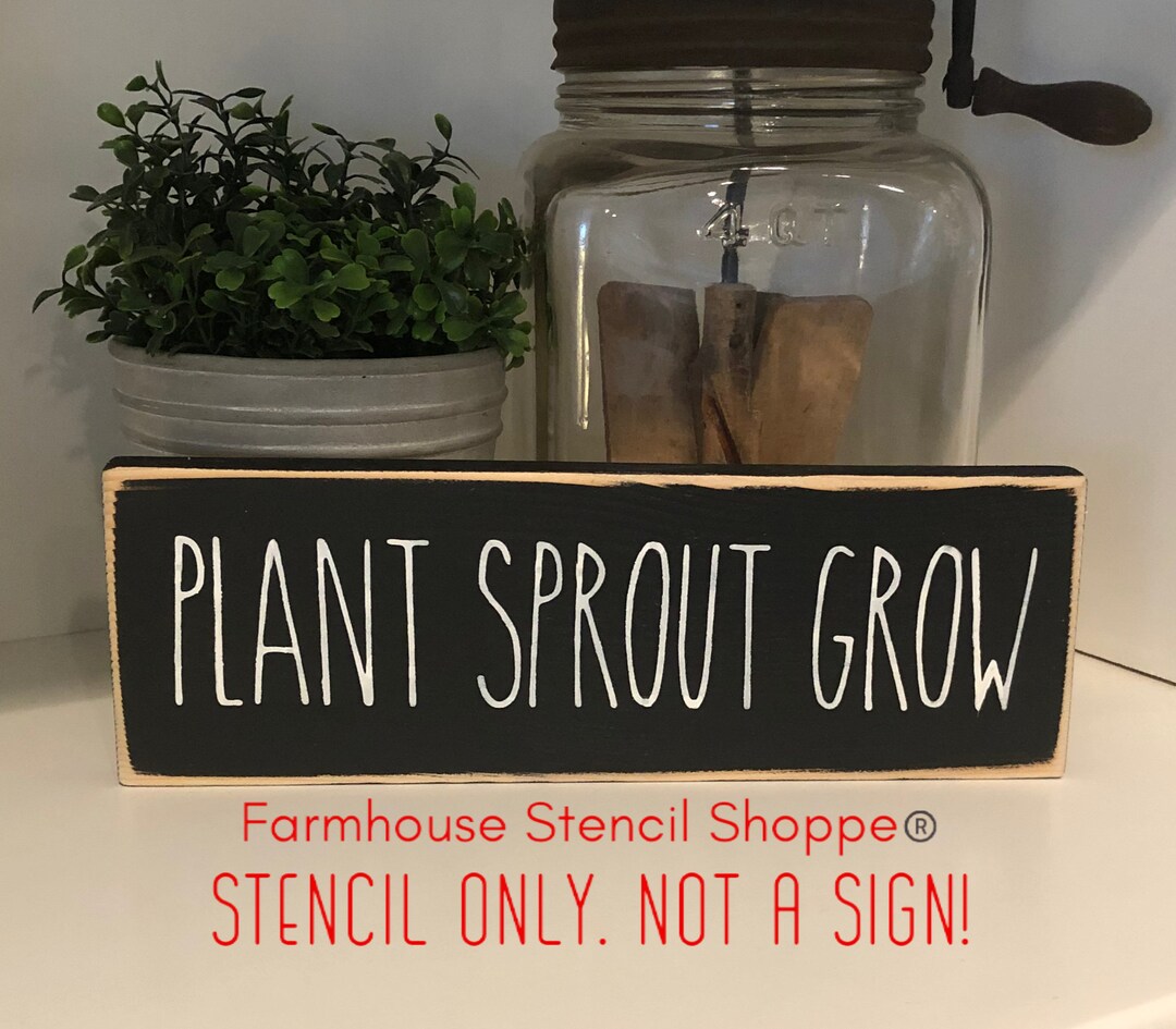 STENCIL, Plant Sprout Grow, 12"x3.5", Reusable Stencil, NOT A SIGN - Etsy