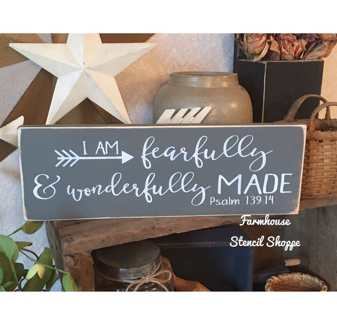 STENCIL, I Am Fearfully and Wonderfully Made, 16"x5", Reusable Stencil ...