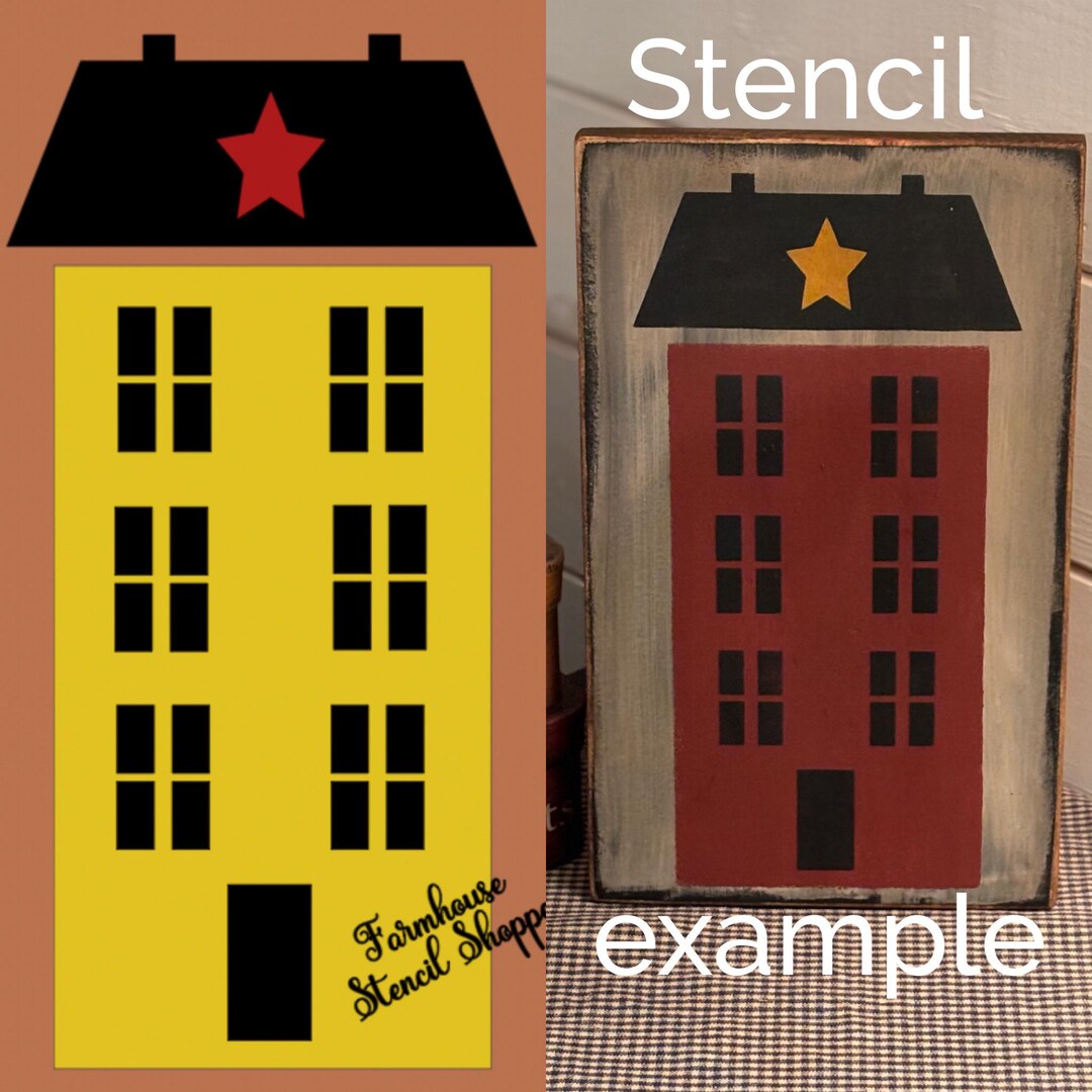 STENCIL - Saltbox House Stencil Set - 3 Piece Stencil - 5 Mil Reusable ...