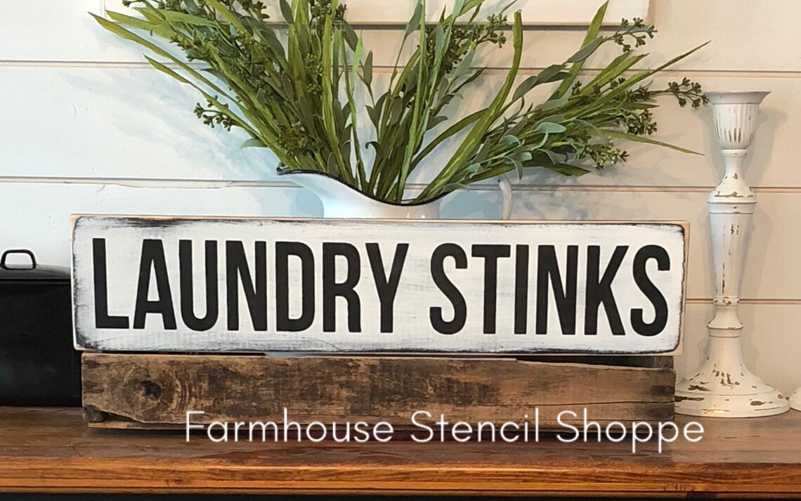 STENCIL Laundry Stinks 24x5 Reusable Stencil | Etsy