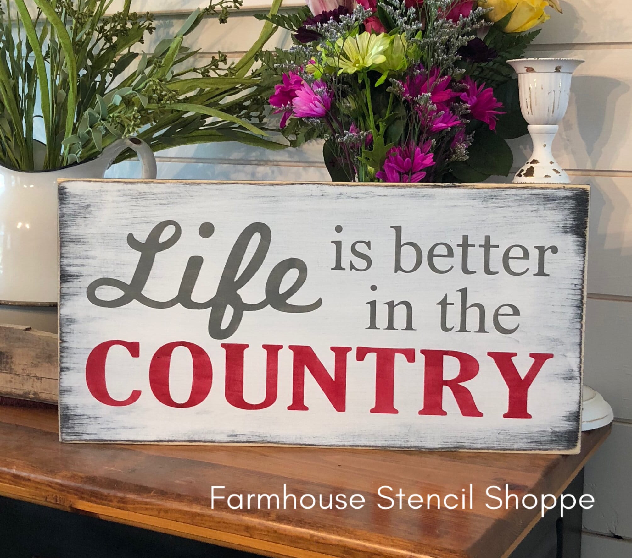 STENCIL, Life is Better in the Country, 18"x8", Reusable Stencil, NOT A ...