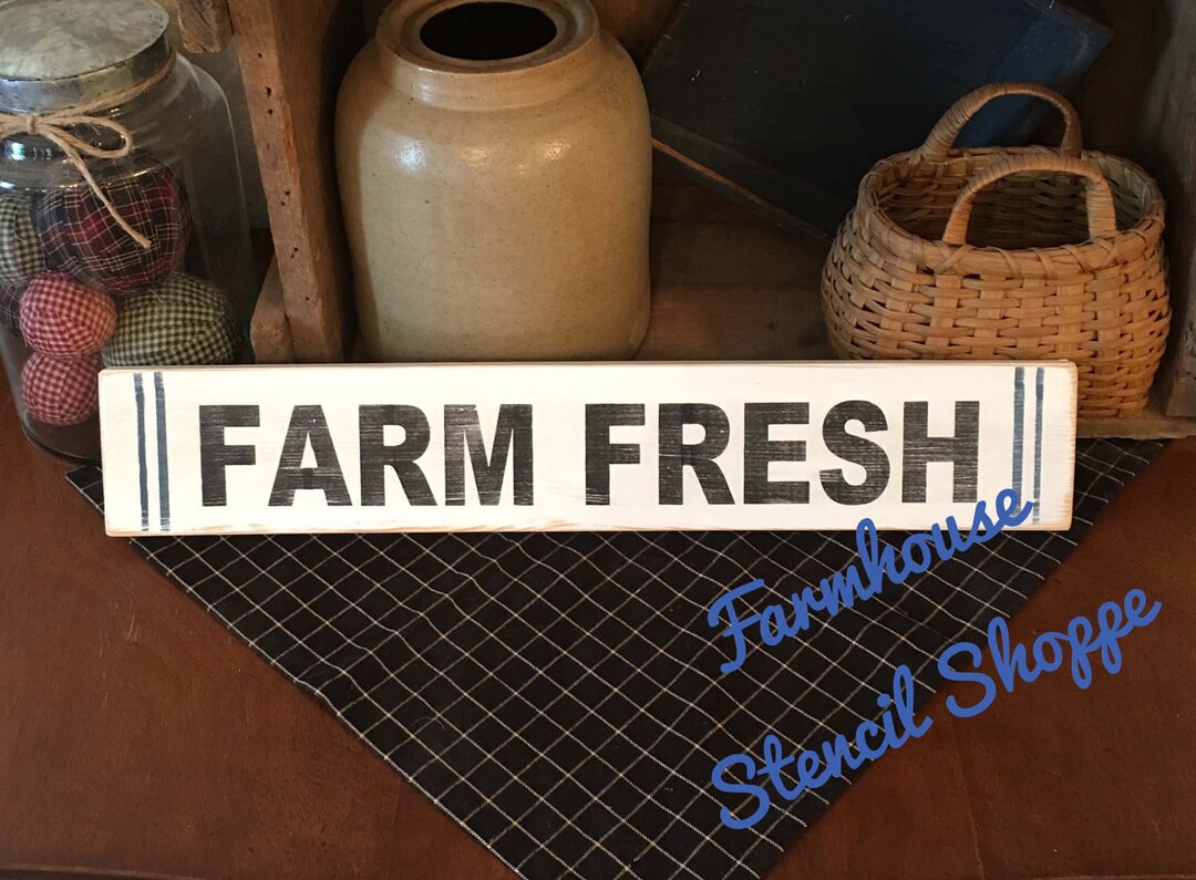 STENCIL, Farm Fresh With Grain Stripes, 20"x3.5", Reusable Stencil, NOT ...