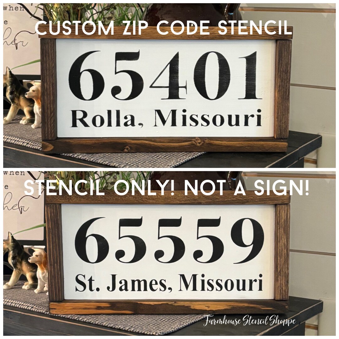 STENCIL - Custom Zip Code Stencil - Your City & State! - 5 MIL Mylar ...