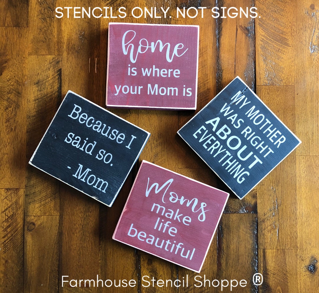 Stencil Set - Mom Set of 4, Reusable Stencils, Small Stencils, Please ...