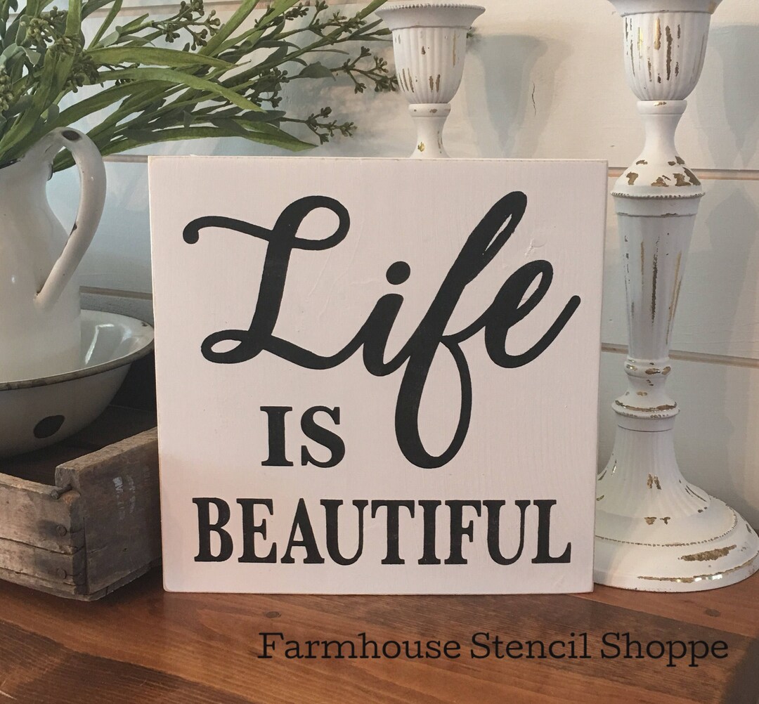 STENCIL, Life is Beautiful Stencil, 10"x10", Reusable Stencil, NOT A ...
