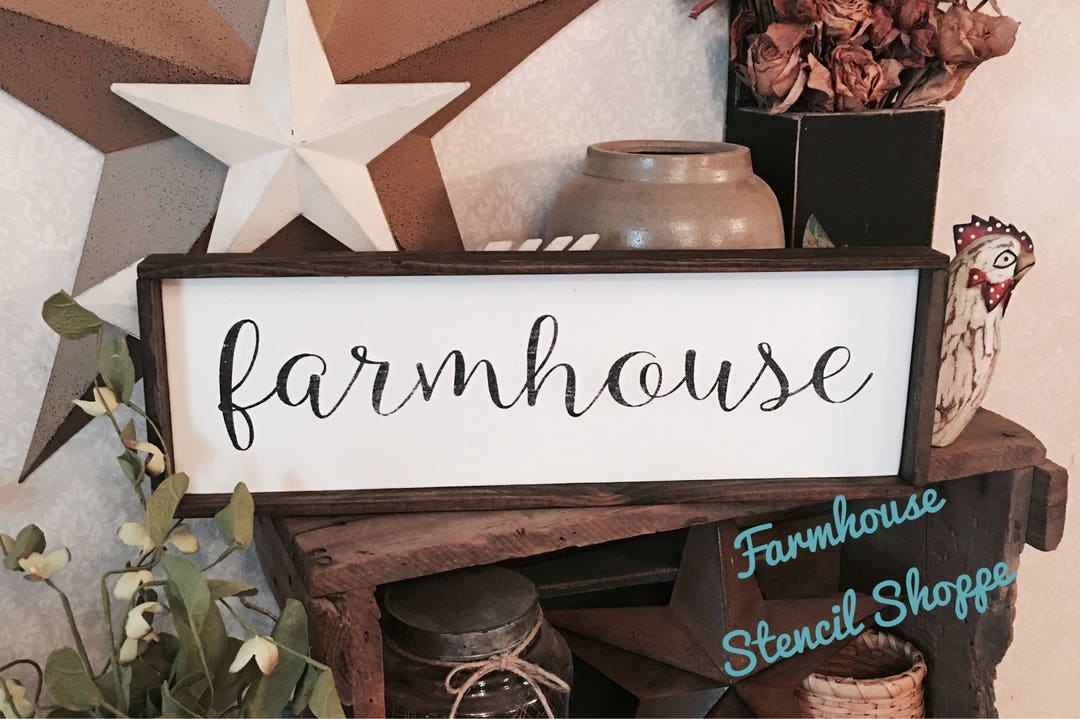 STENCIL, Farmhouse, Script Stencil, 18x4, Reusable Stencil, NOT A SIGN ...