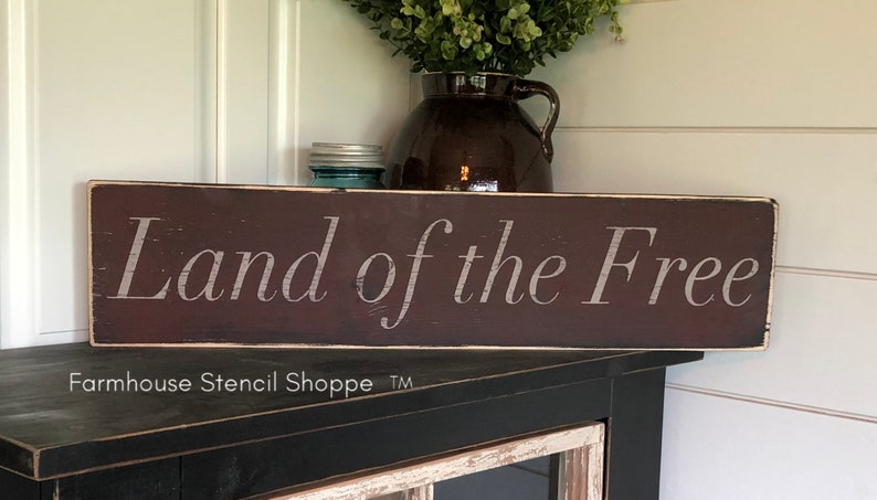 STENCIL, Land of the Free Stencil, 24"x5", Reusable Stencil, NOT A SIGN ...