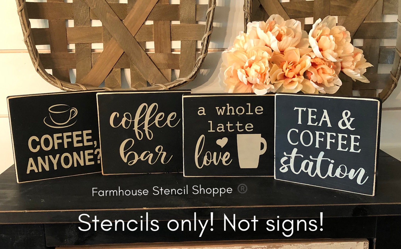 STENCIL SET Coffee Set of 4 Stencils Reusable Stencils | Etsy