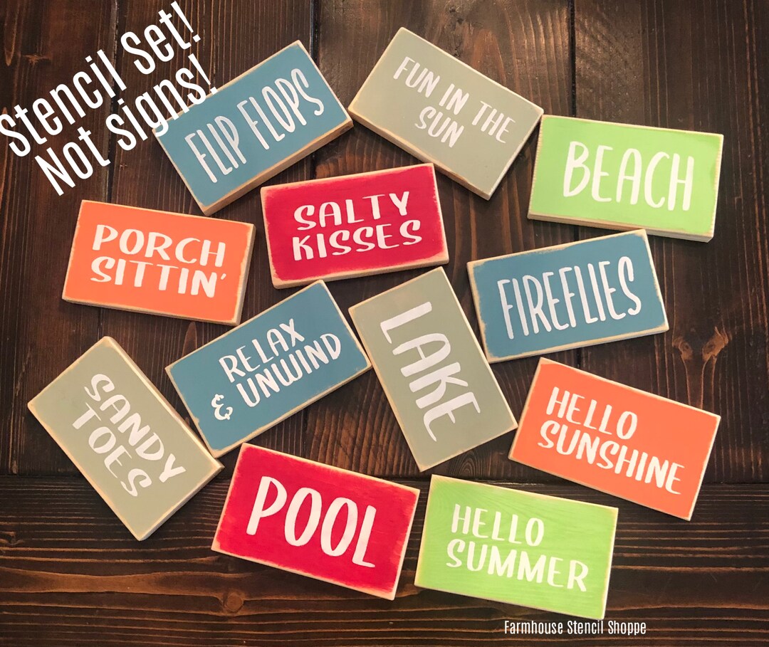 STENCIL SET, Summer Stencil Set, 12 Stencils, 6"x3", 5 Mil Stencils ...