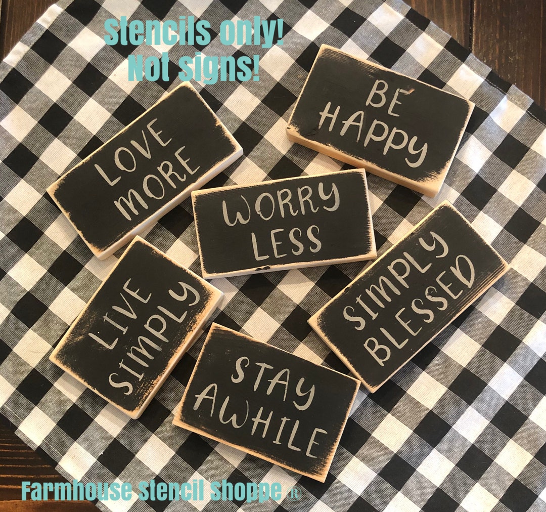 STENCIL Set, Small Stencil Set Live Simply, Set of 6, 5.5"x4" Stencils ...