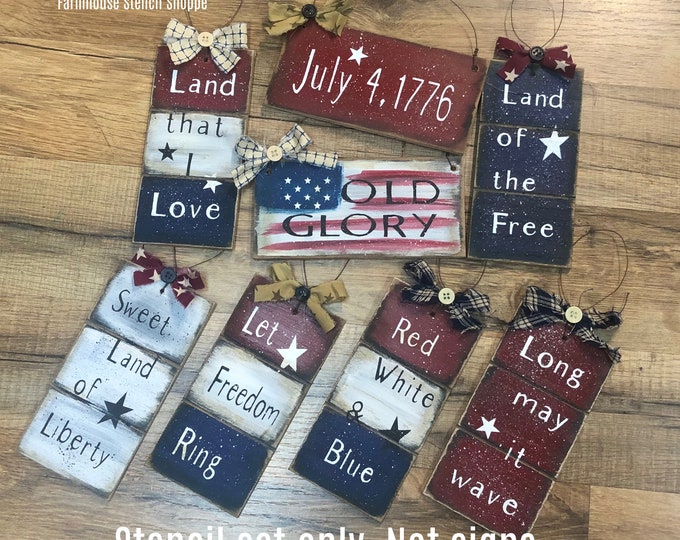 STENCIL SET, Small Patriotic Stencil Set, 8 Stencils, 6x3 Stencils, 5 ...