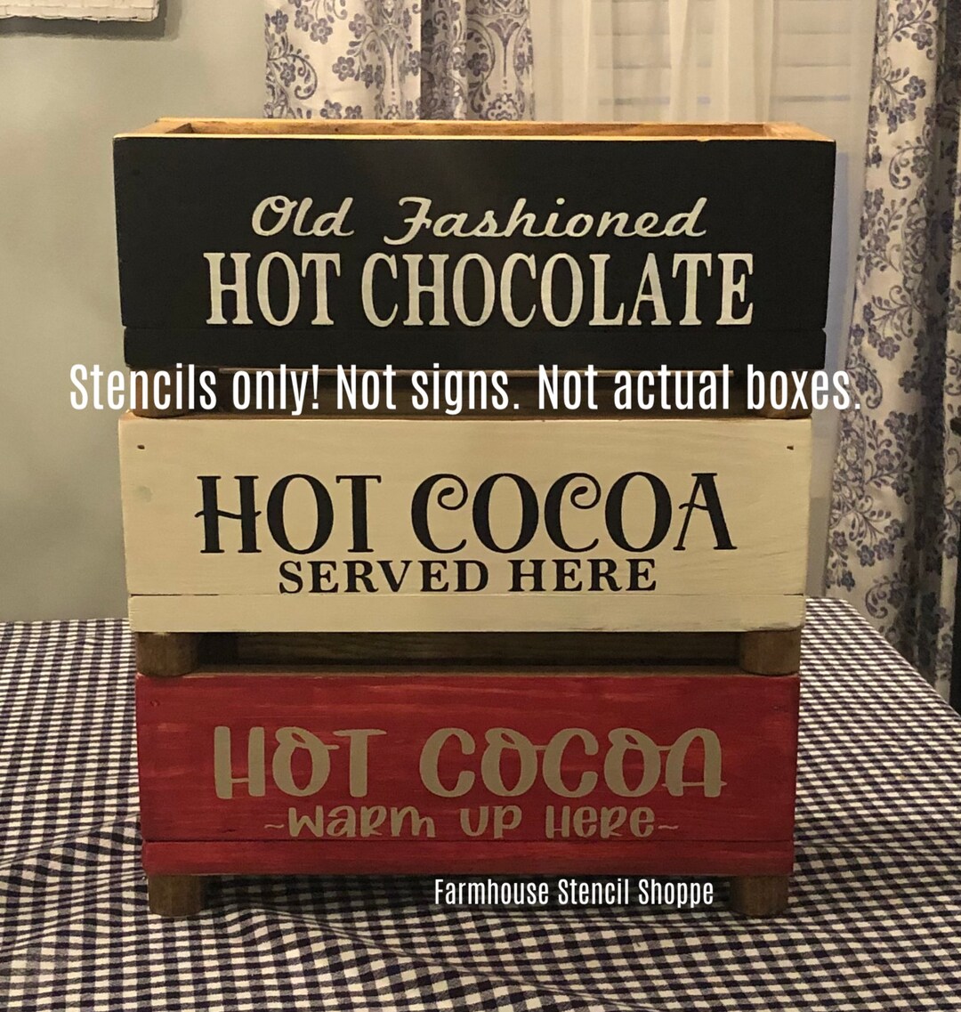 STENCIL SET - Hot Cocoa Set of 3 Stencils, 12"x3.5" - 5 Milv Mylar ...