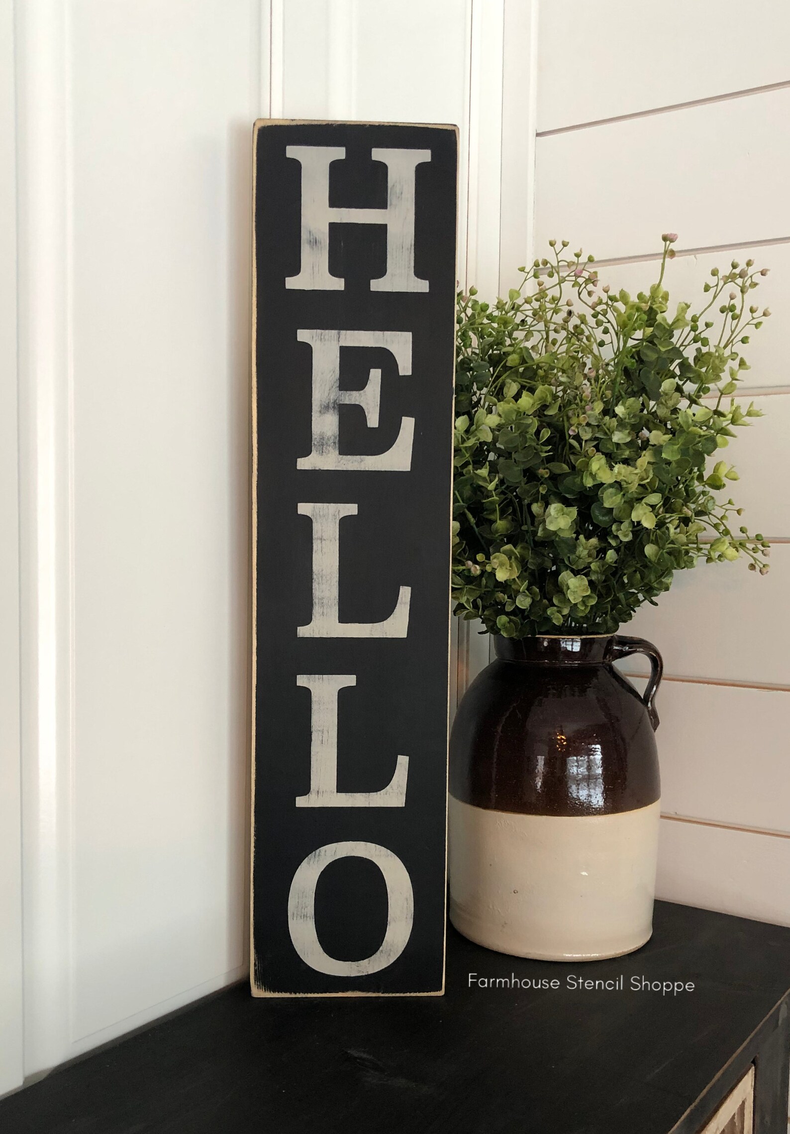 STENCIL Vertical Hello Stencil 5x24 Reusable - Etsy