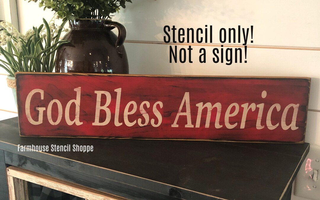 POCHOIR, God Bless America, 60 x 5 cm, pochoir 5 m, PAS UN SIGNE ...