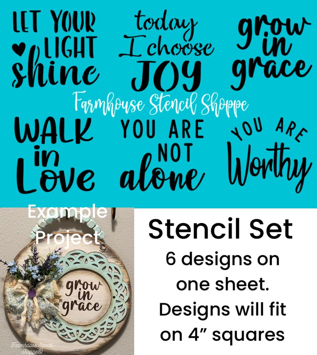 Stencil Set - Inspirational Stencil Set of 6 Designs - See Item Details ...