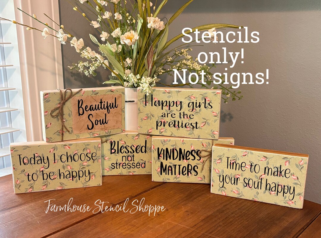 STENCIL SET - Happy Set of 6 - Reusable Stencils - See Item Details ...