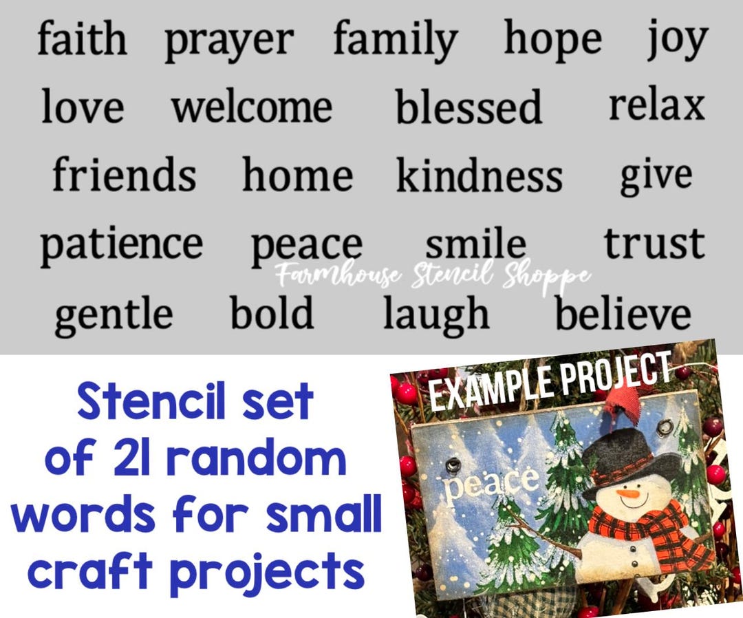 Stencil Set - 21 Random Words - 12"x6" Sheet of Stencils - See Item ...