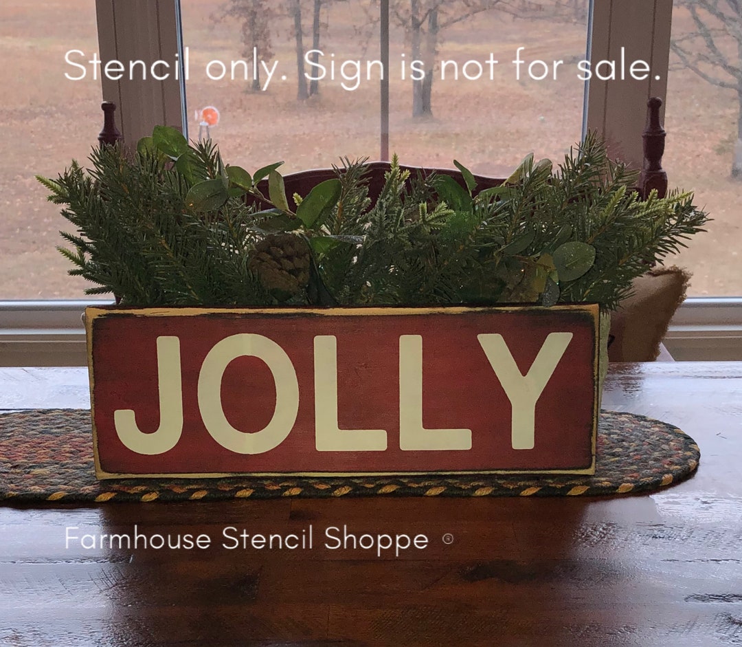 STENCIL, Jolly, 16"x5", Reusable Stencil, Christmas Stencil, NOT A SIGN ...