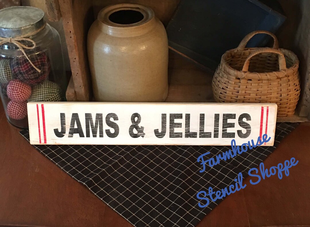 STENCIL, Jams & Jellies With Grain Stripes, 20"x 3.5", Reusable Stencil ...