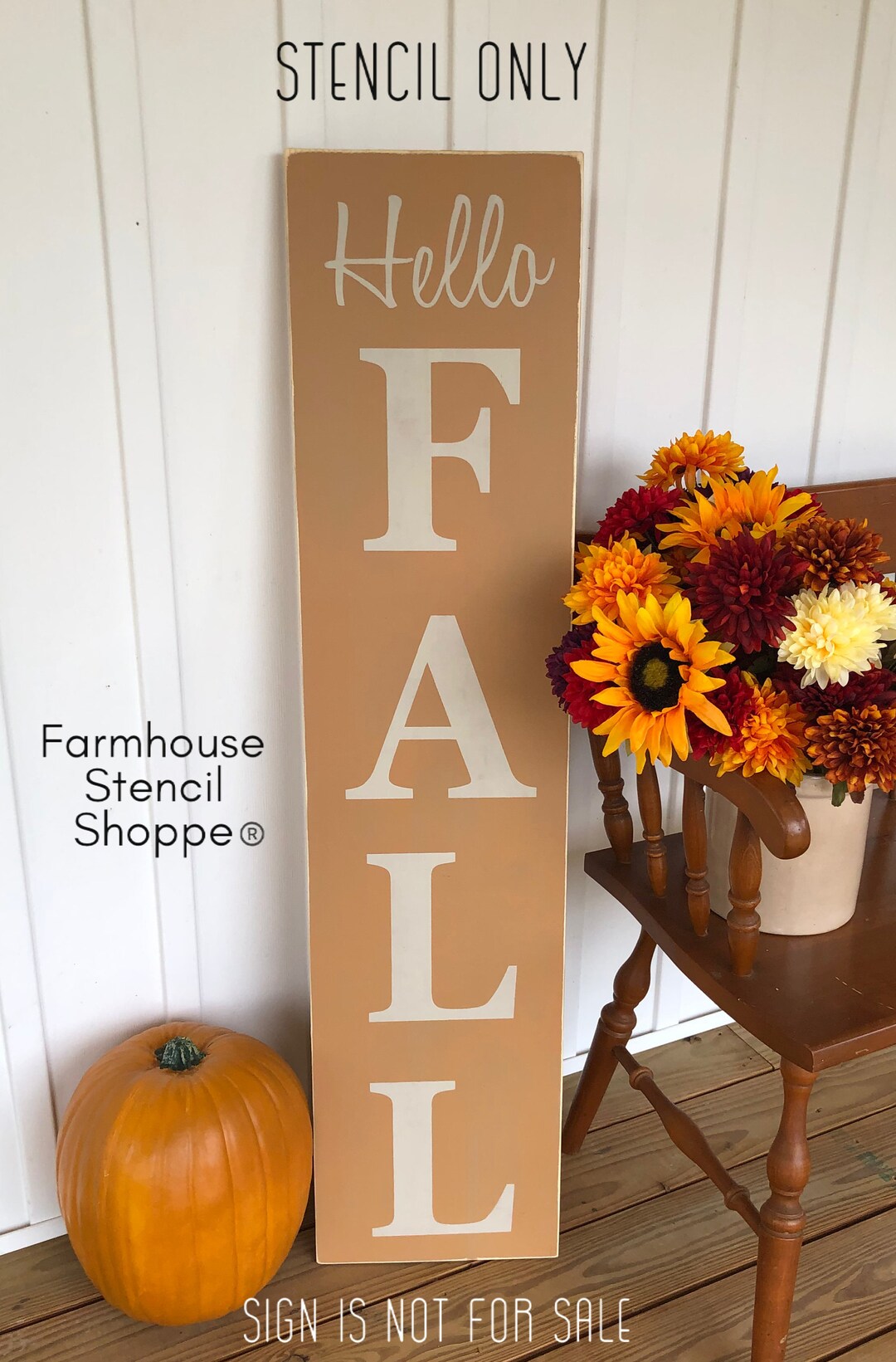 STENCIL, Vertical Hello Fall Stencil, 10"x48", 2 Pc Stencil, Please See ...