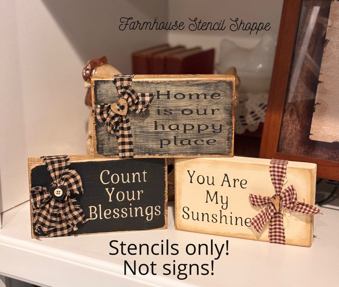 STENCIL SET, Set of 3 Small Stencils, 4"x3.5", 5 Mil Stencils, Reusable ...