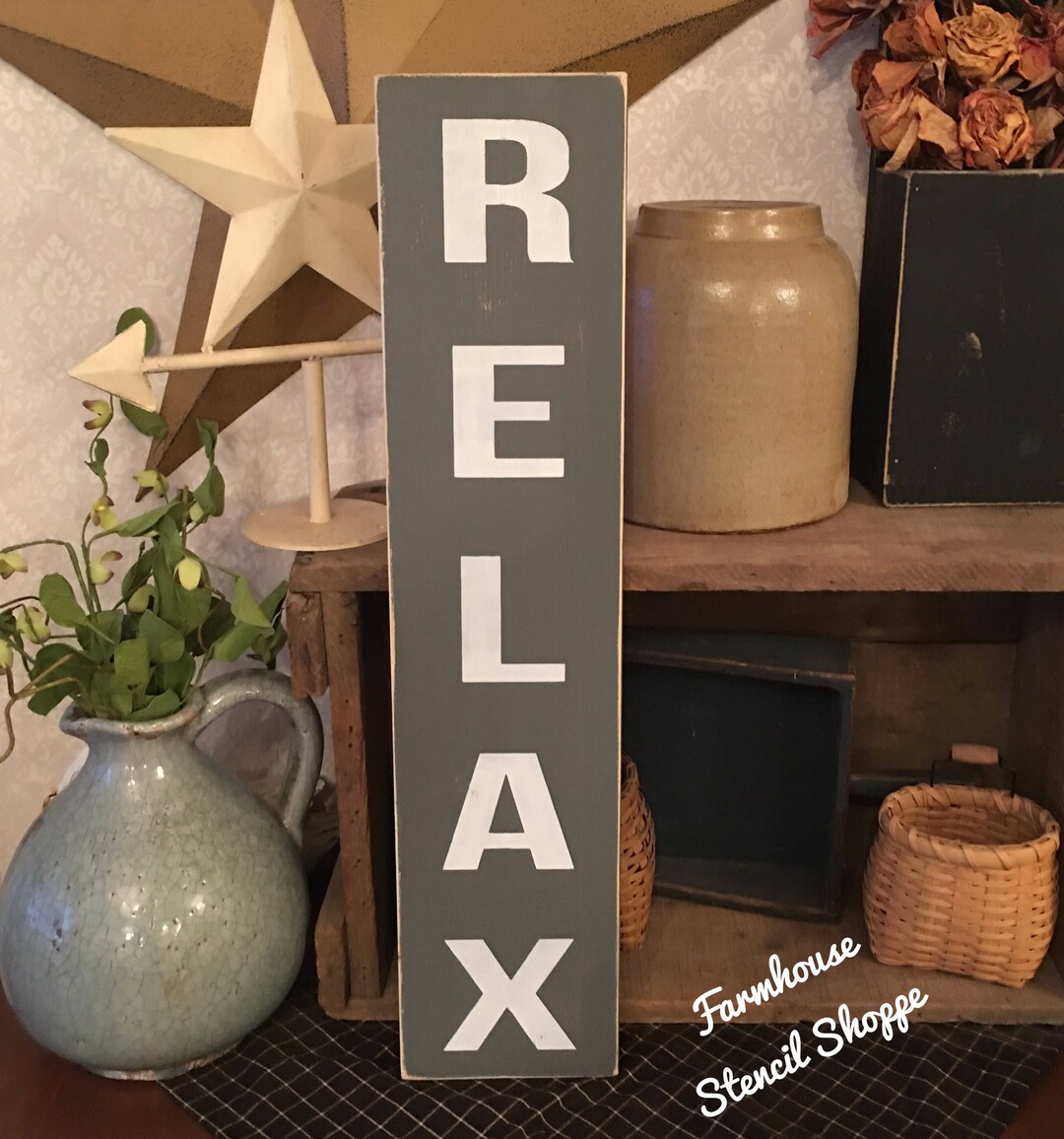 STENCIL, Vertical Relax, 5"x24", Reusable Stencil, NOT A SIGN - Etsy